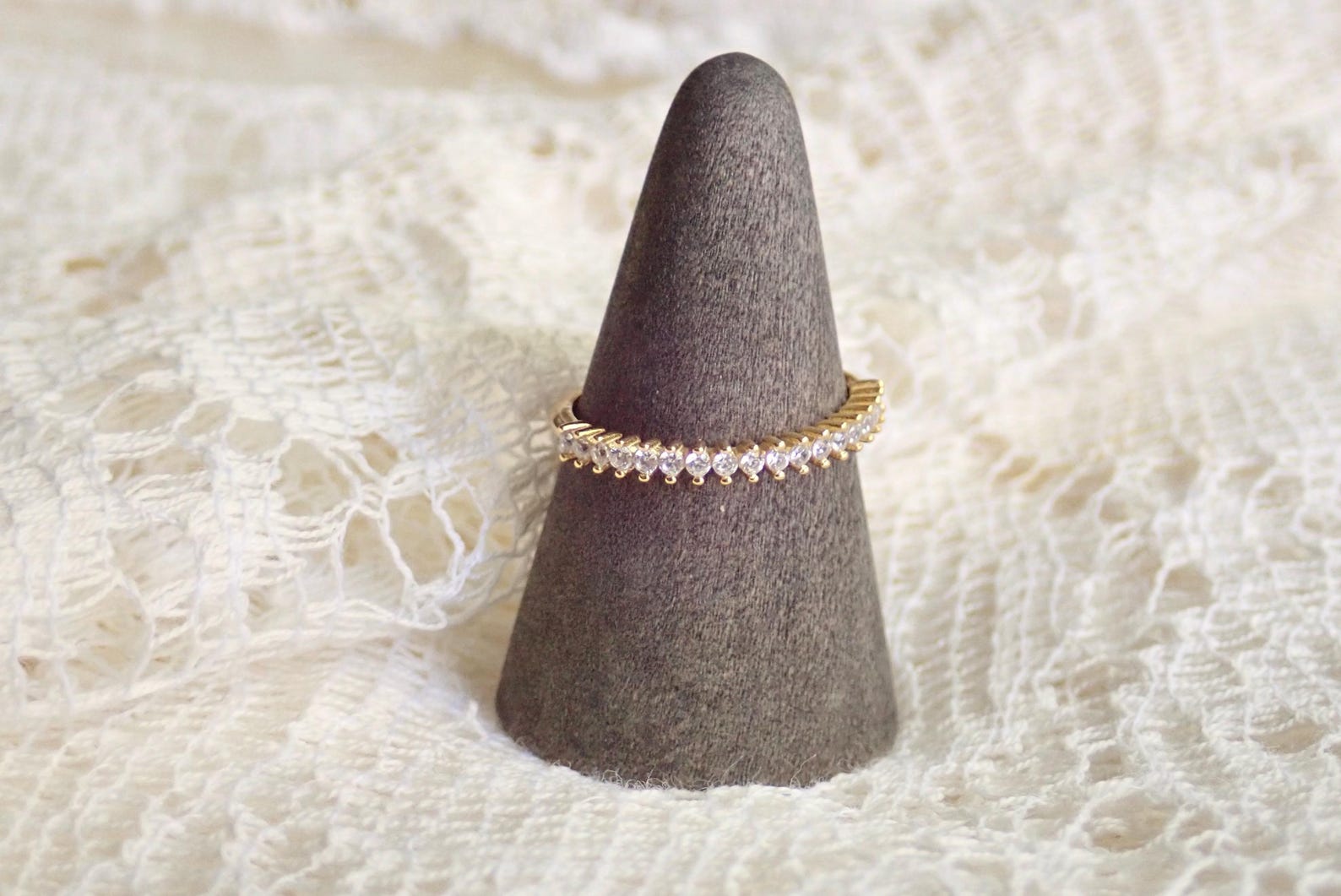 Diamond Eternity Stacking Ring, Half Eternity Band, Pave Ring Gold ...