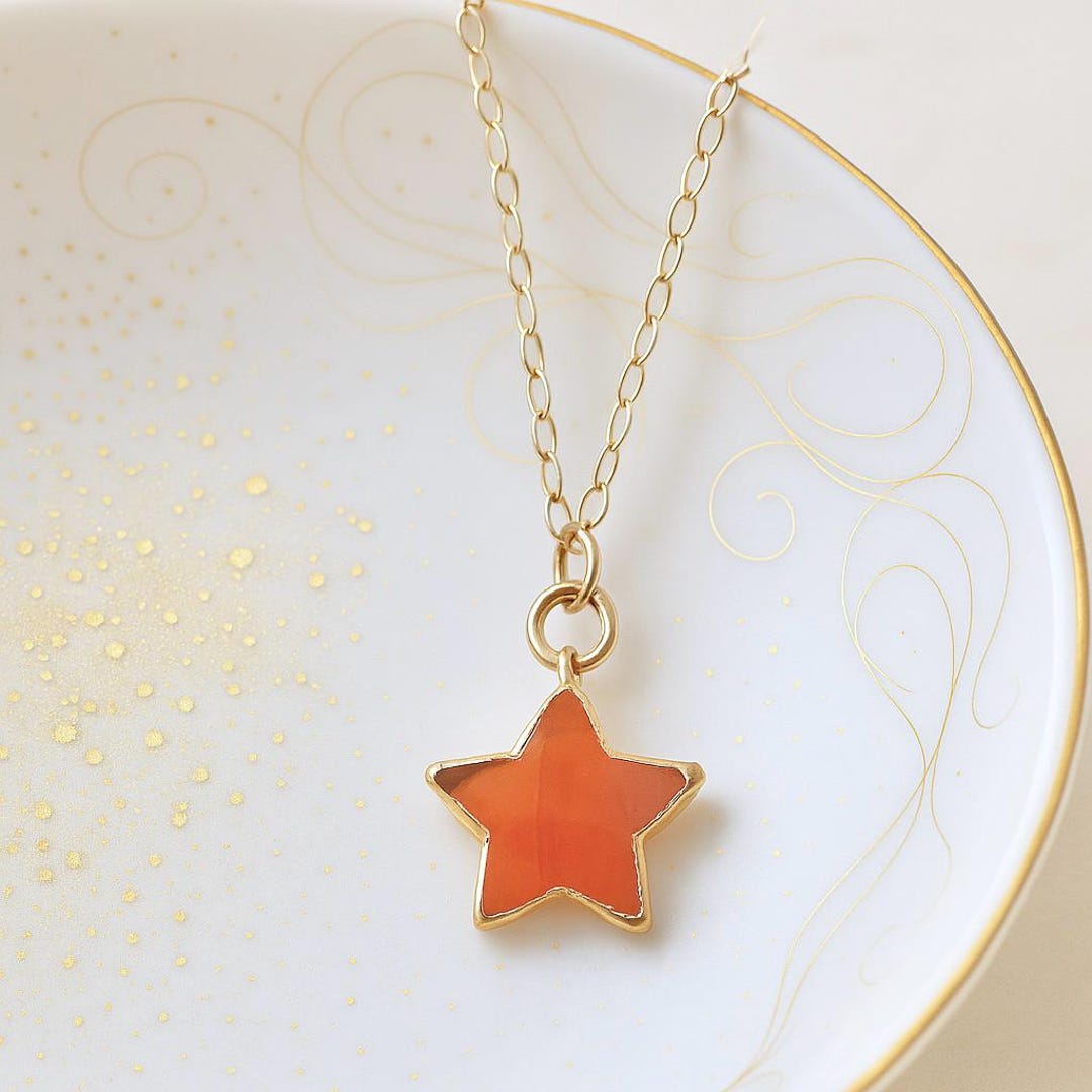 Dainty Carnelian Star Necklace on 18k Gold Filled Chain – July ...