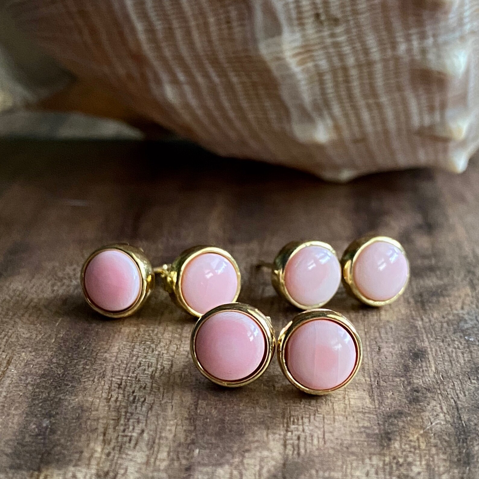 Pink Stud Earrings Baby Pink Stud EarringsPink Shell | Etsy