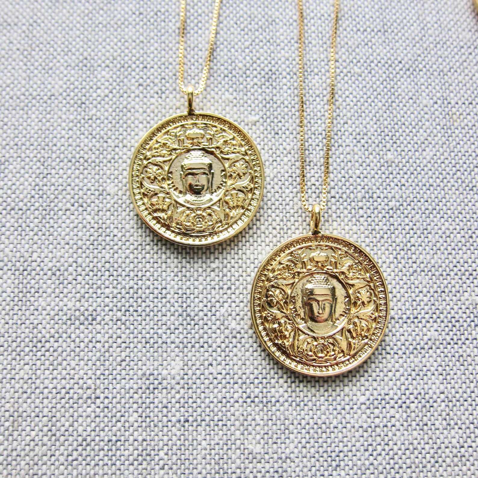 Gold Buddha Medallion Necklace,buddhist Gold Coin Necklace,buddhist ...