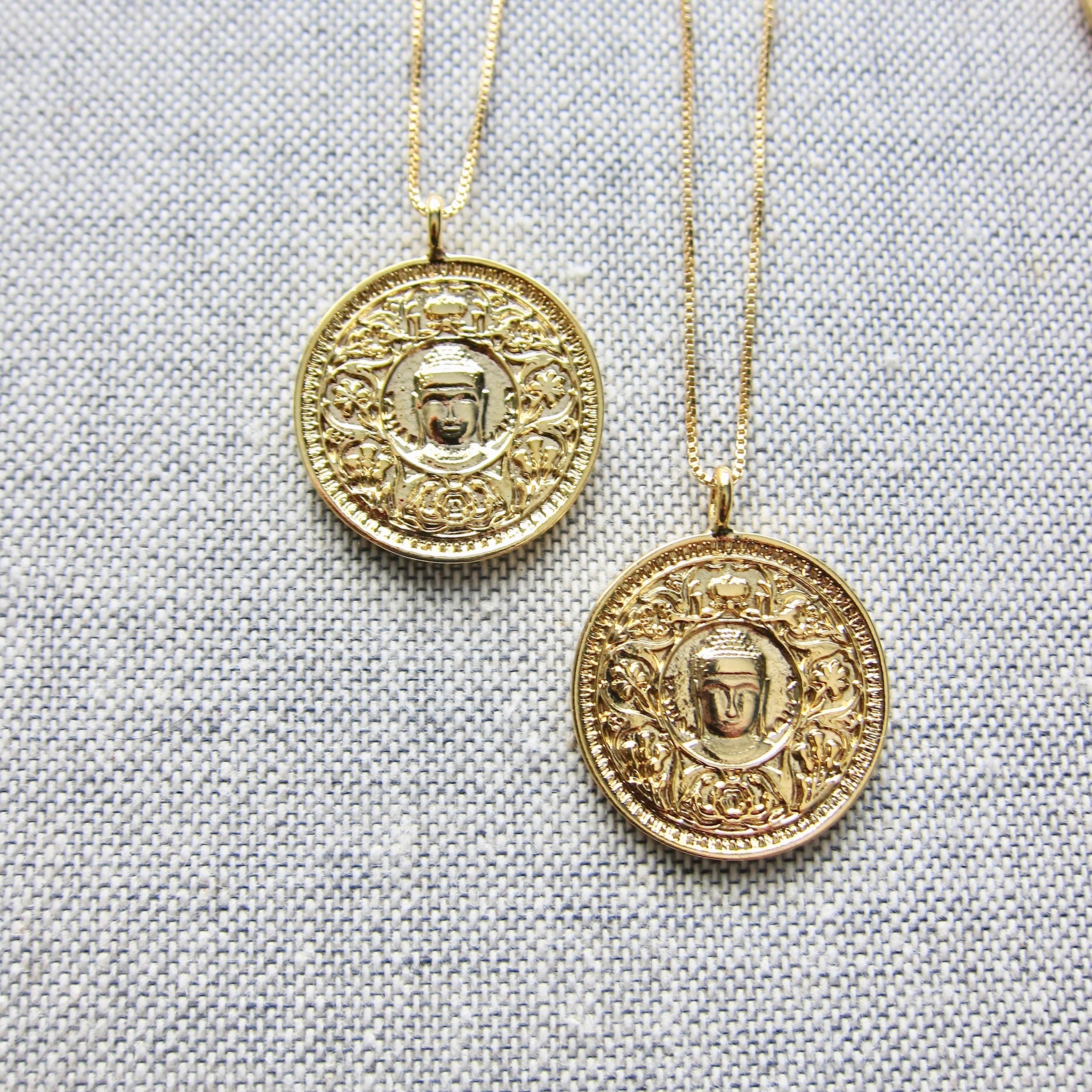 Gold Buddha Medallion Necklace,buddhist Gold Coin Necklace,buddhist ...