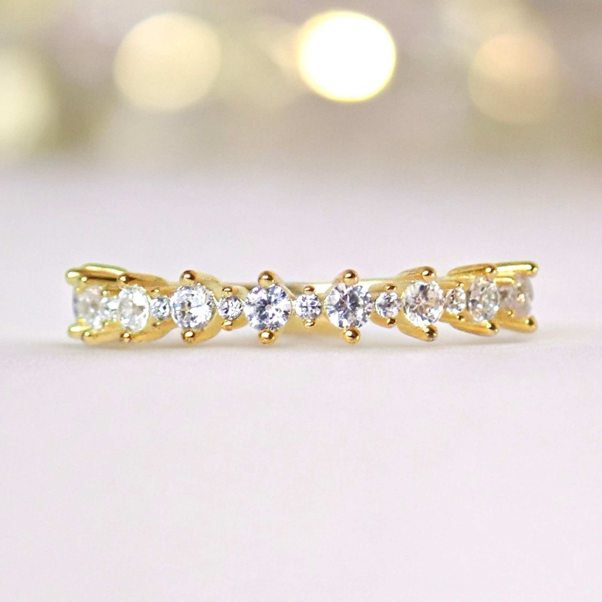 Diamond Eternity Stacking Ring, Half Eternity Band, Pave Ring Gold ...