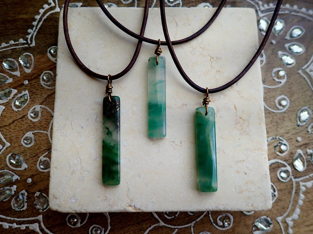 Mens Jade Necklace, Leather Necklace for Men, Jade Pendant Necklace ...
