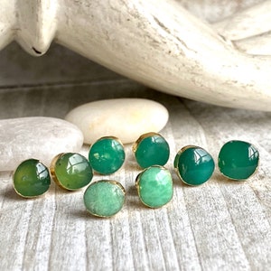 Australian Jade Earrings, Chrysoprase Earrings, Stone Stud Earrings ...
