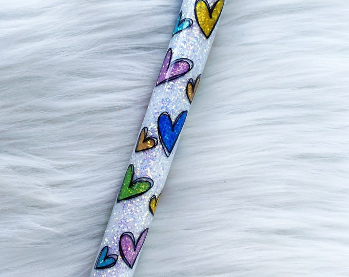 Glitter Heart Pen/ Multicolored Heart Pen/ Glitter Pens/ Planner ...