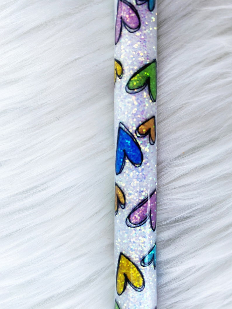 Glitter Heart Pen/ Multicolored Heart Pen/ Glitter Pens/ Planner ...