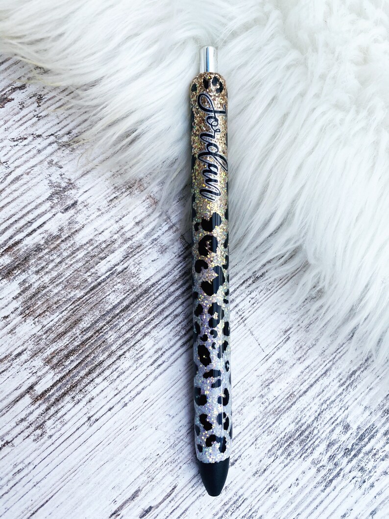 Leopard Glitter Pen/ Gel Epoxy Pens/ Custom Pens - Etsy