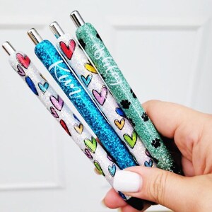 Glitter Heart Pen/ Multicolored Heart Pen/ Glitter Pens/ Planner ...