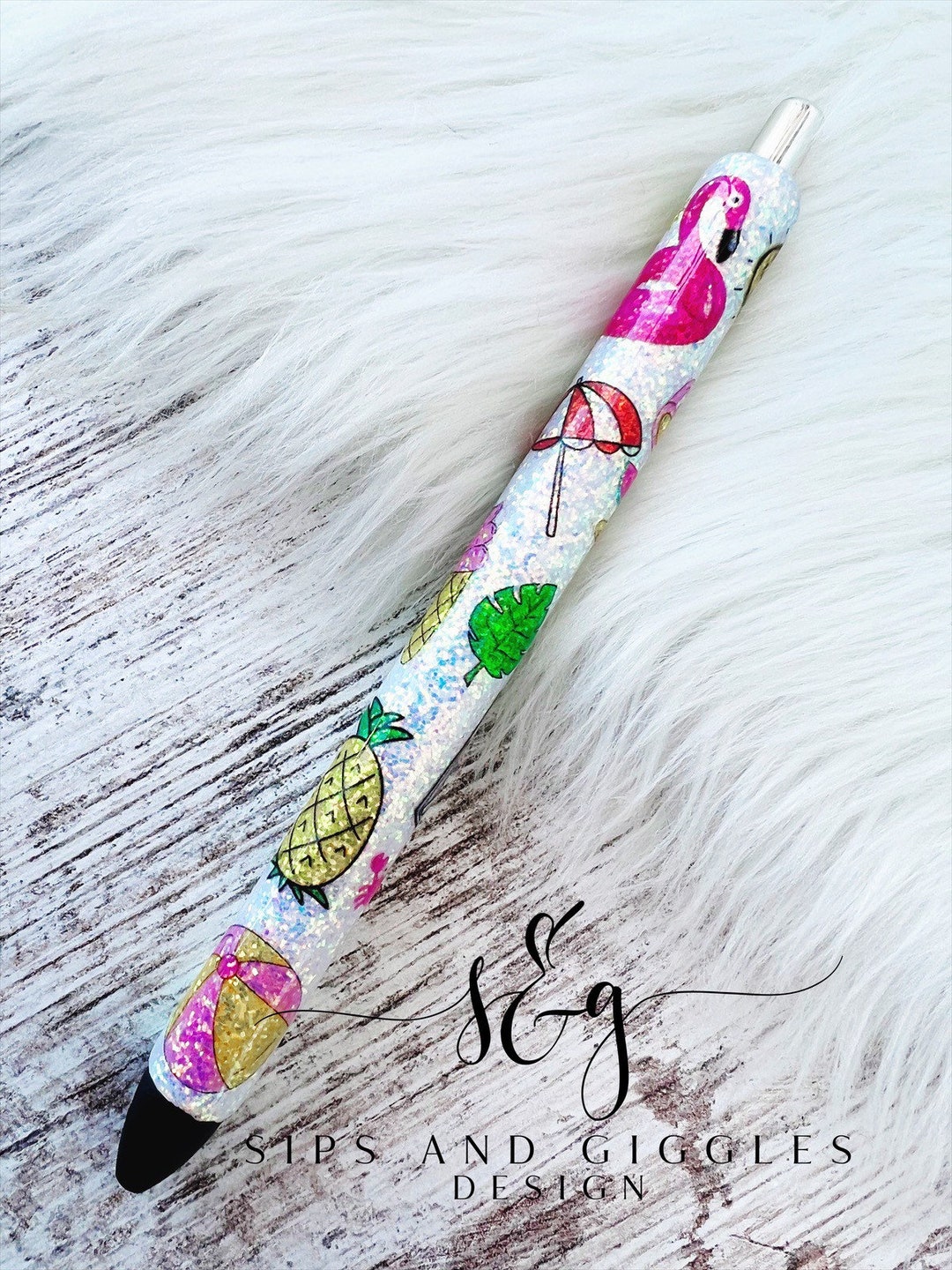 Summer Glitter Pen / Beach Themed Pen / Epoxy Pens / Planner ...