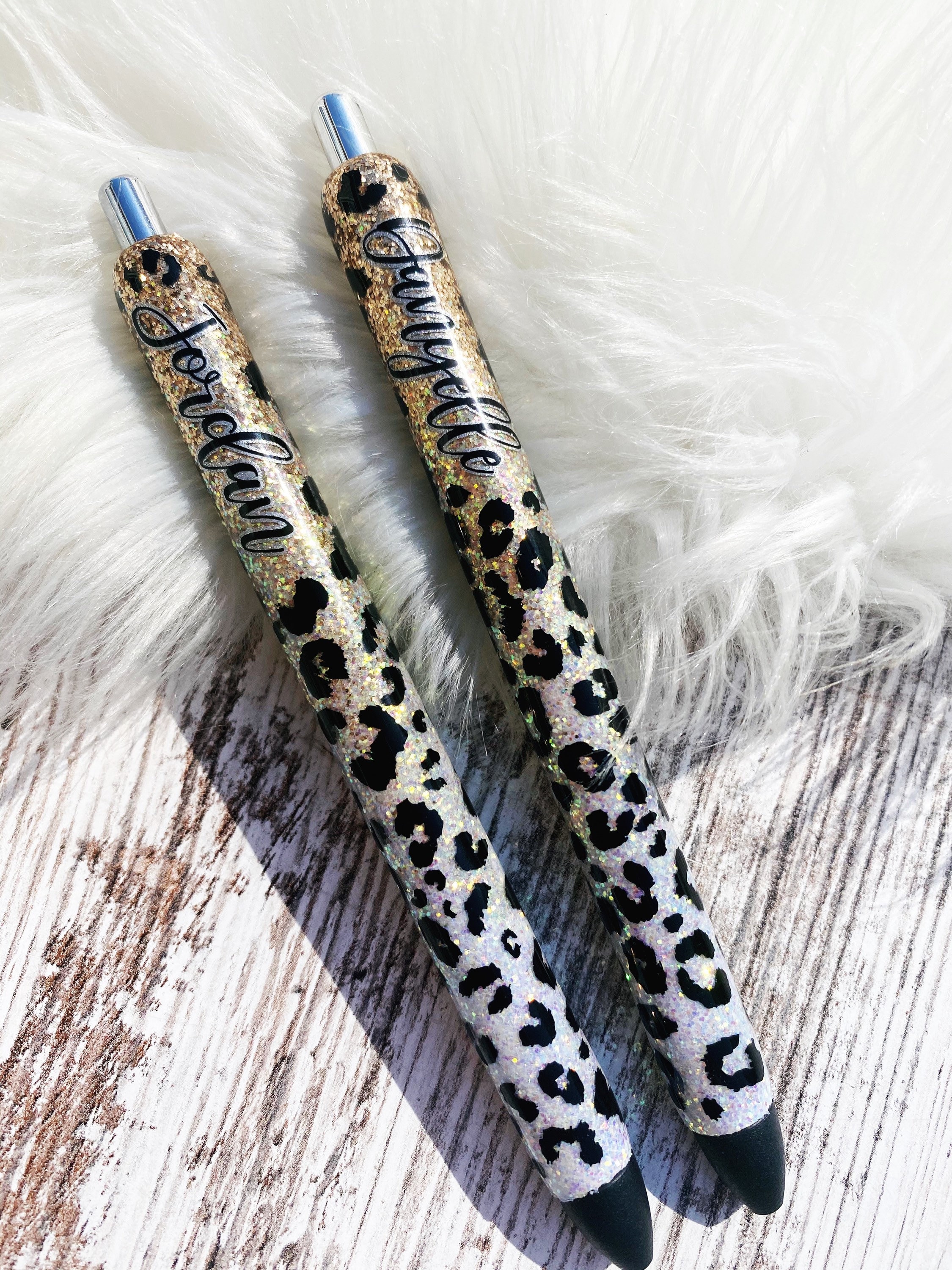 Leopard glitter pen/ ink joy epoxy pens/ custom pens | Etsy