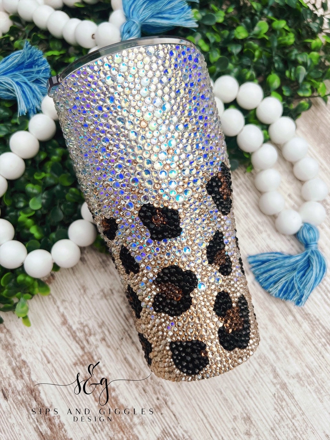 Rhinestone Leopard Print Tumbler / Crystal Coffee Cup/ Glamming Cup ...