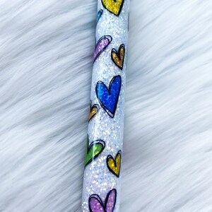 Glitter Heart Pen/ Multicolored Heart Pen/ Glitter Pens/ Planner ...
