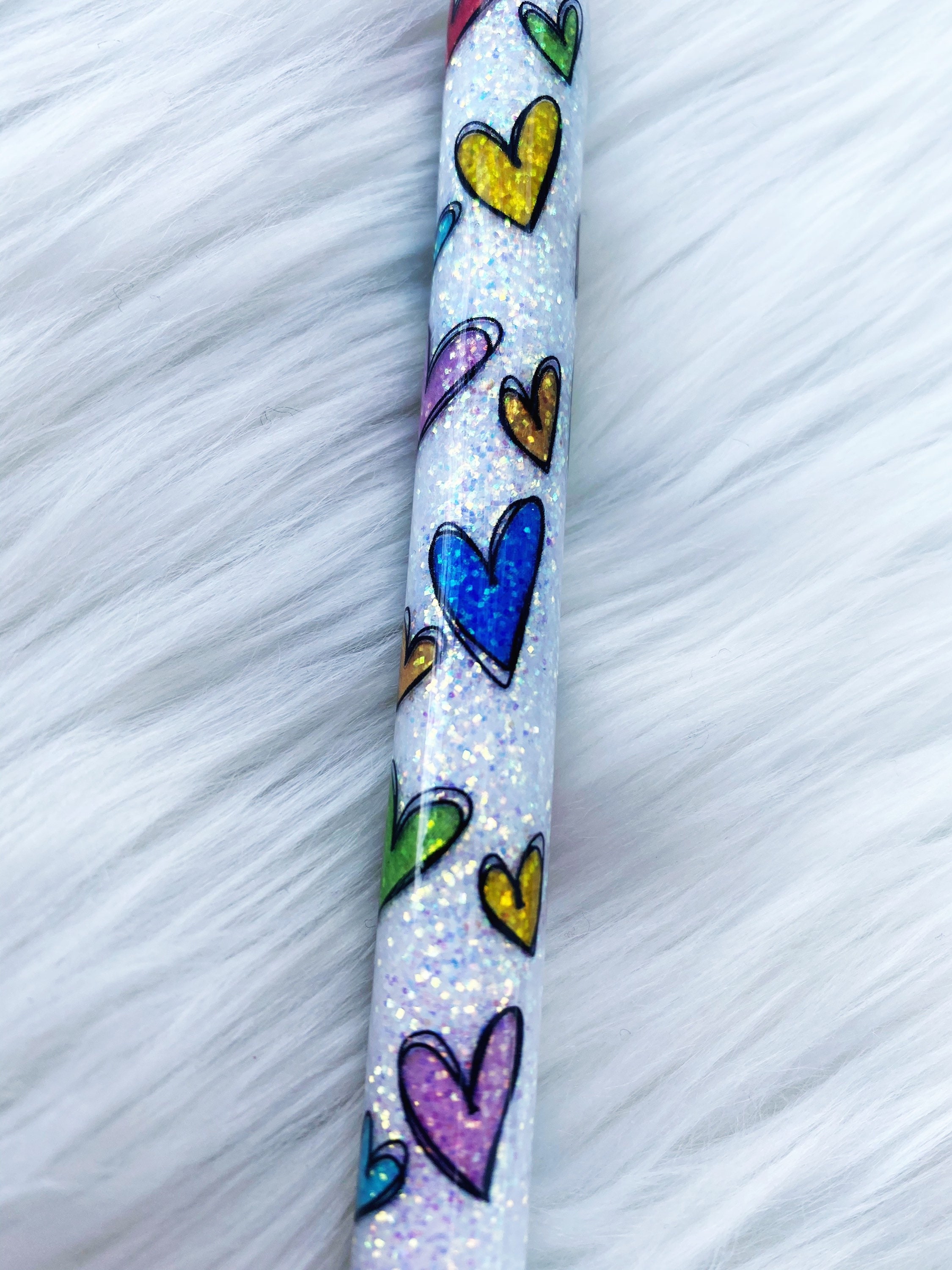 Glitter Heart Pen/ Multicolored Heart Pen/ Glitter Pens/ Planner ...