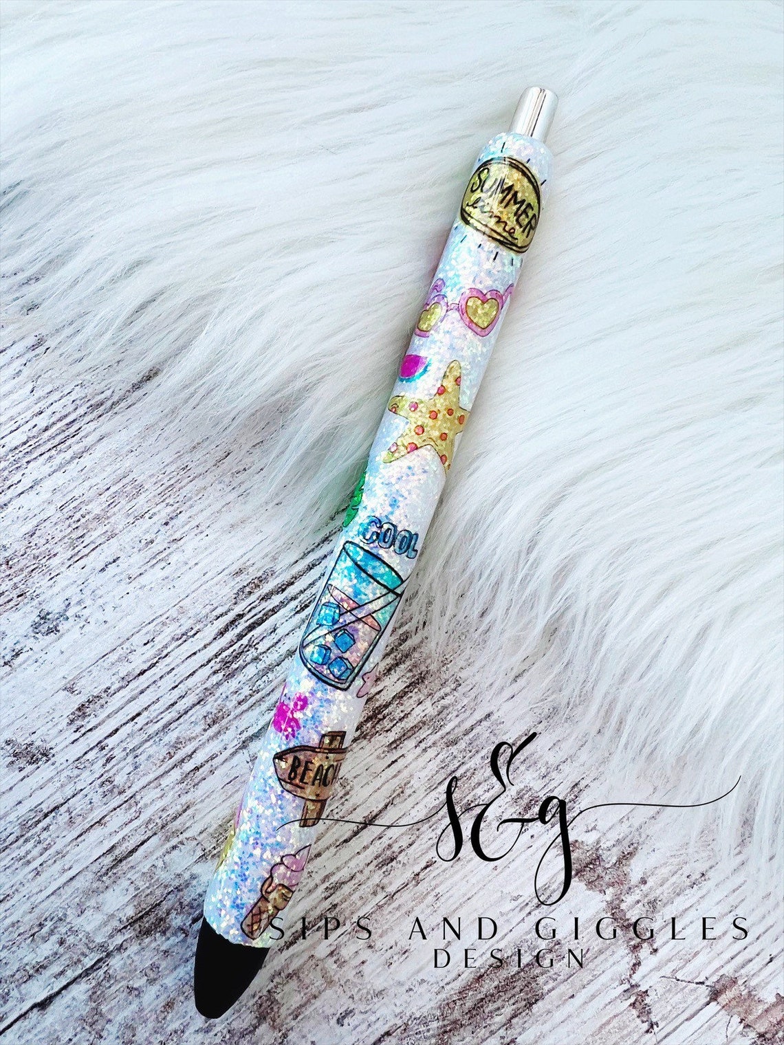 Summer Glitter Pen / Beach Themed Pen / Epoxy Pens / Planner - Etsy