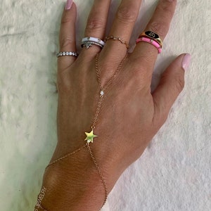 Thea Star Hand Chain, Diamond Hand Chain, Star Hand Chain, Real Gold ...