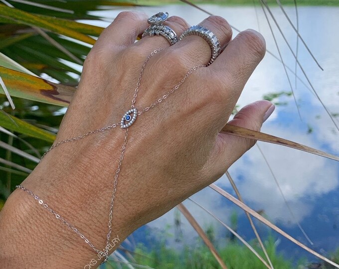 Fortune Evil Eye Hand Chain, Evil Eye Bracelet, Gold Eye Finger ...