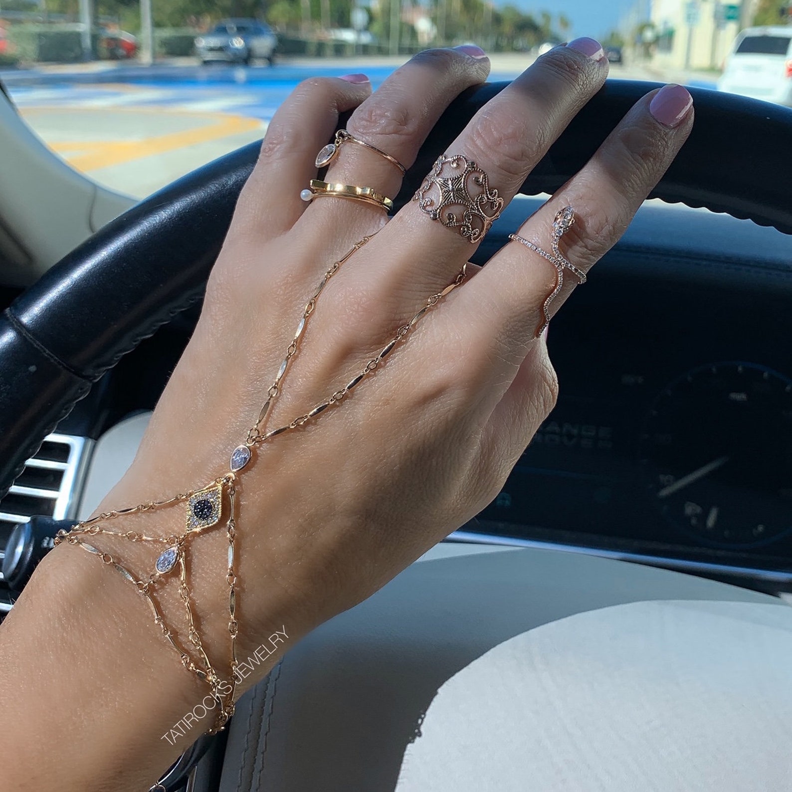 Knowing Evil Eye Hand Chain Evil Eye Bracelet Diamond Evil | Etsy