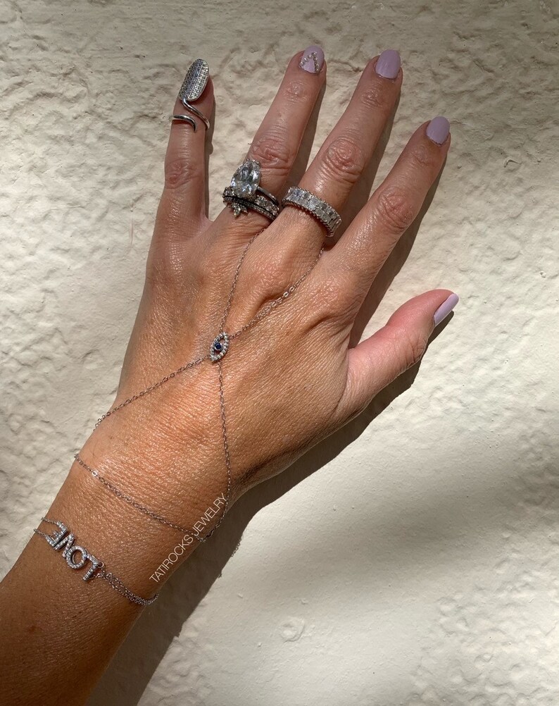 Fortune Evil Eye Hand Chain Evil Eye Bracelet Gold Eye | Etsy