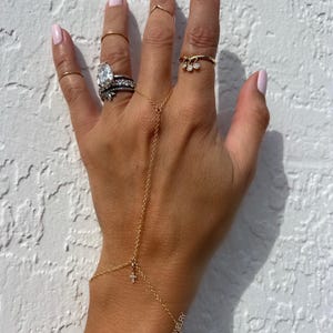 Hope Gold Diamond Cross Finger Bracelet, Diamond Hand Chain, Finger ...
