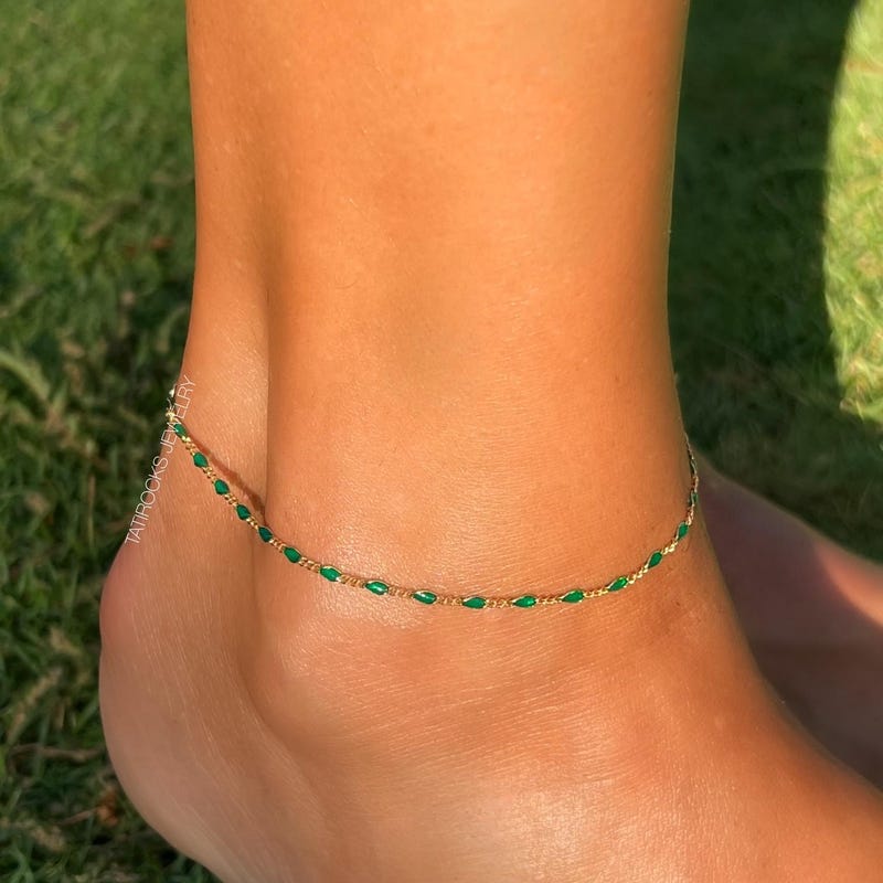 Stone Anklet - Etsy