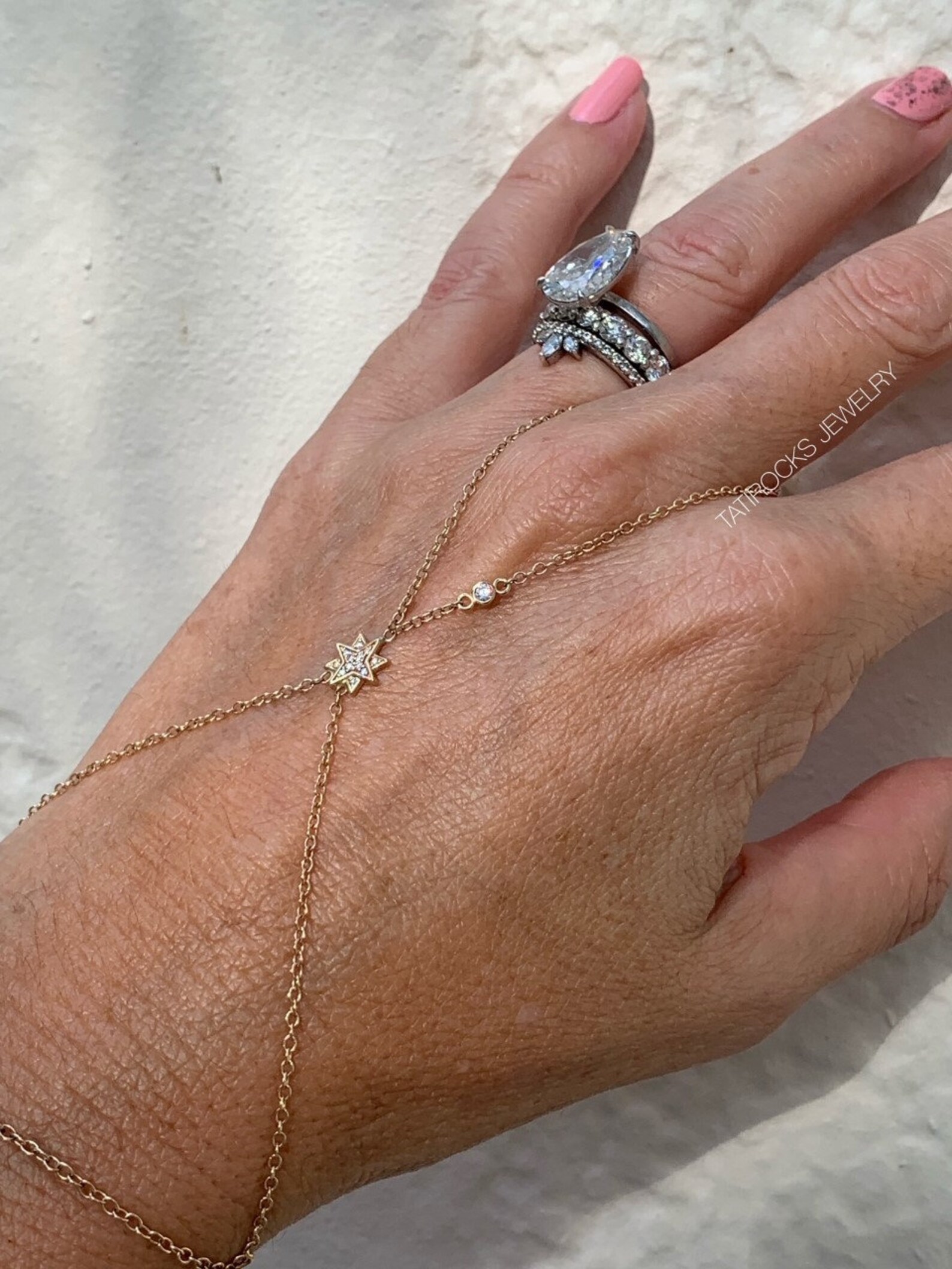Charming Diamond Star Bracelet Star Hand Chain Star Slave - Etsy