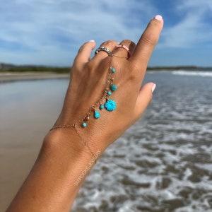 Jubilee Turquoise Hand Chain, Boho Dream Bracelet, Flower Bracelet ...