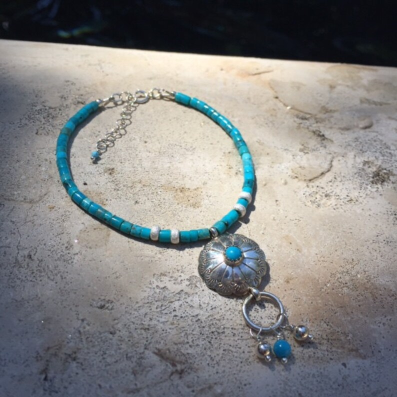 Outlaw Turquoise Anklet Silver Turquoise Anklet Boho Anklet - Etsy