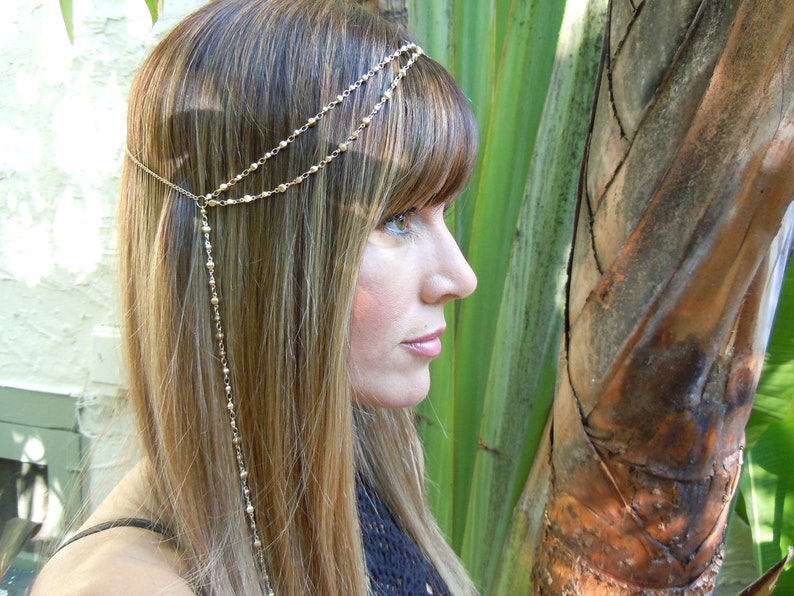 Shooting Star Head Chain Gold Coin Head Chain Boho Bride | Etsy