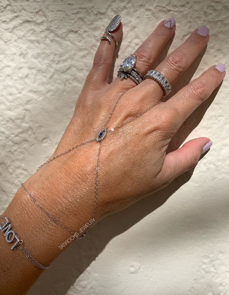 Fortune Evil Eye Hand Chain Evil Eye Bracelet Gold Eye | Etsy
