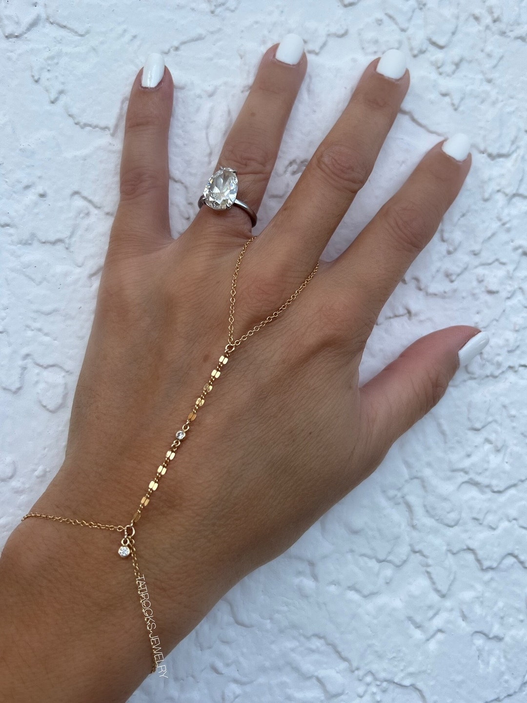 Jemma Gold Diamond Finger Bracelet, Diamond Hand Chain, Finger Bracelet ...