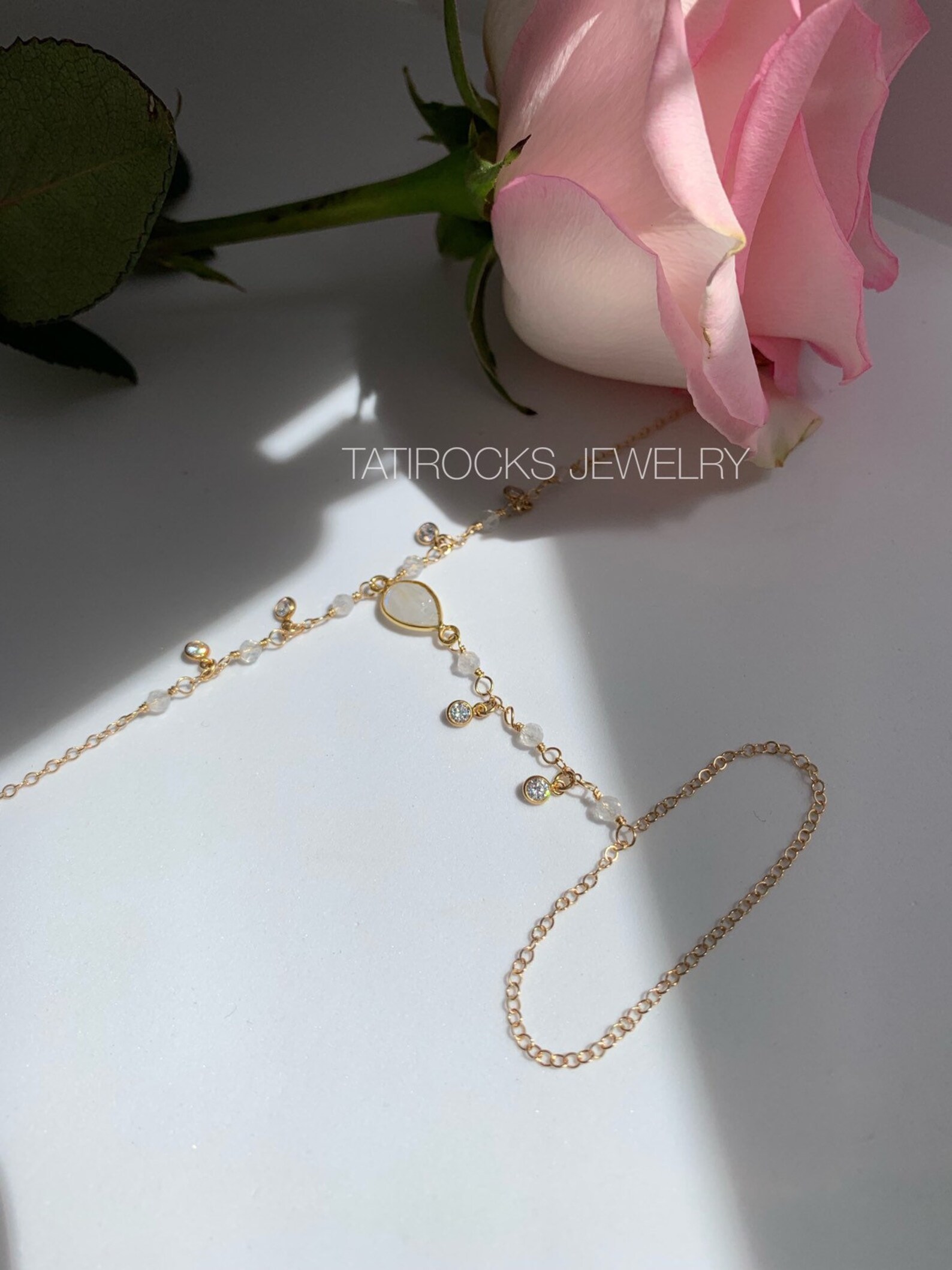 Stardust Moonstone Bracelet Moonstone Hand Chain Shaker Hand - Etsy