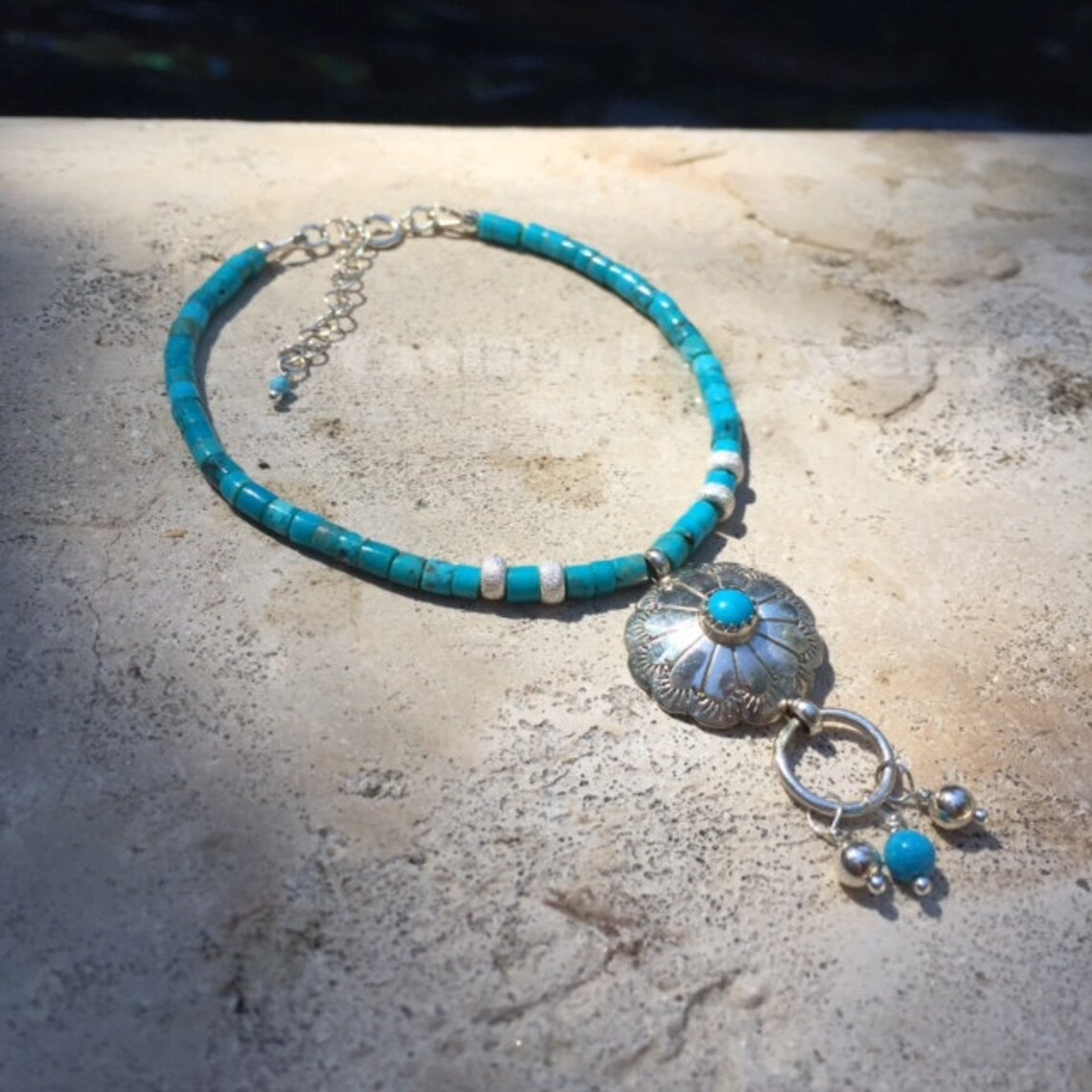 Outlaw Turquoise Anklet Silver Turquoise Anklet Boho Anklet - Etsy