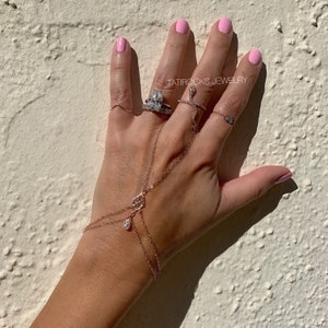 Gypsy Gold Finger Bracelet CZ Hand Chain Diamond Hand Chain - Etsy