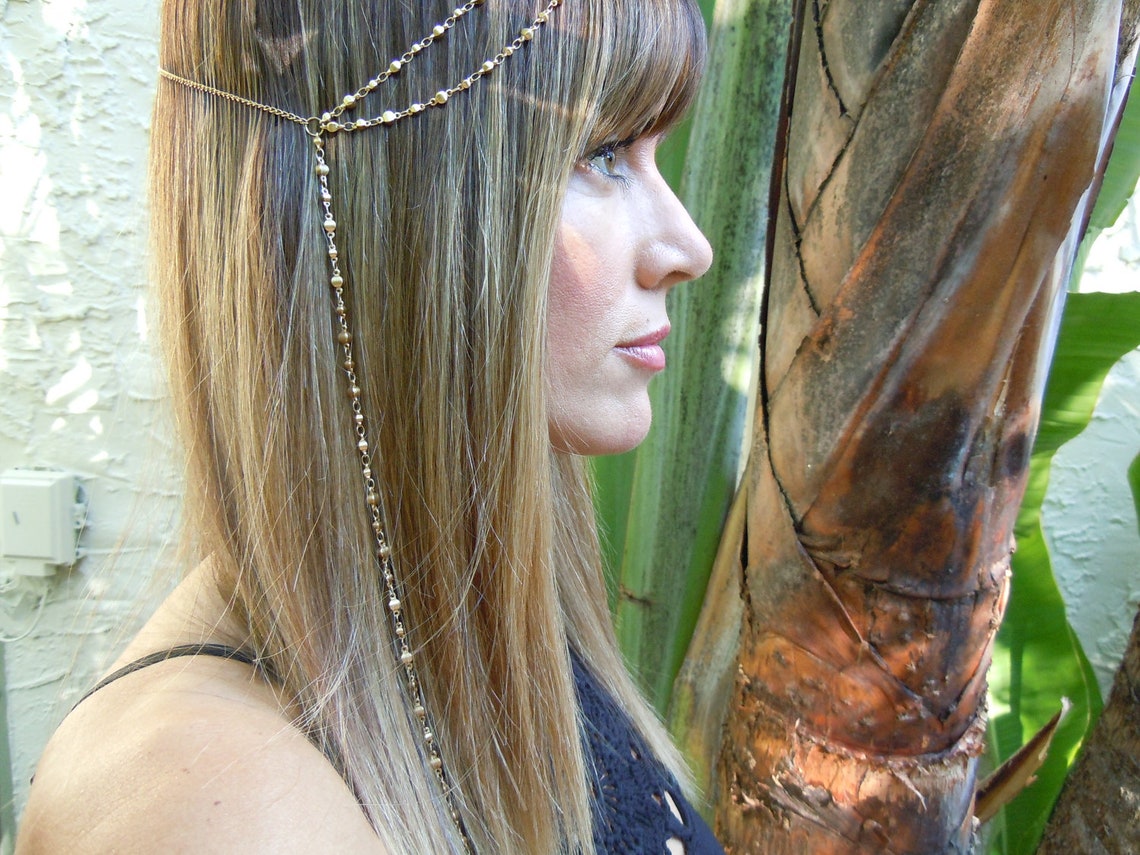 Shooting Star Head Chain Gold Coin Head Chain Boho Bride | Etsy