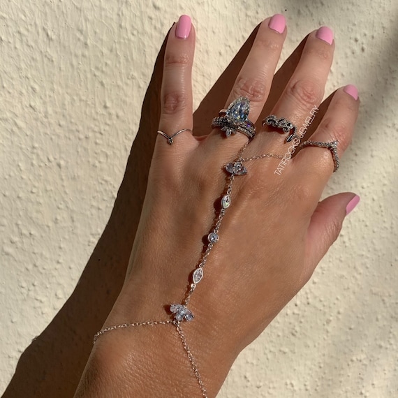 Bouquet Gold Finger Bracelet Flower Hand Chain Gold Hand | Etsy