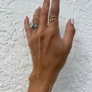 Hope Gold Diamond Cross Finger Bracelet, Diamond Hand Chain, Finger ...