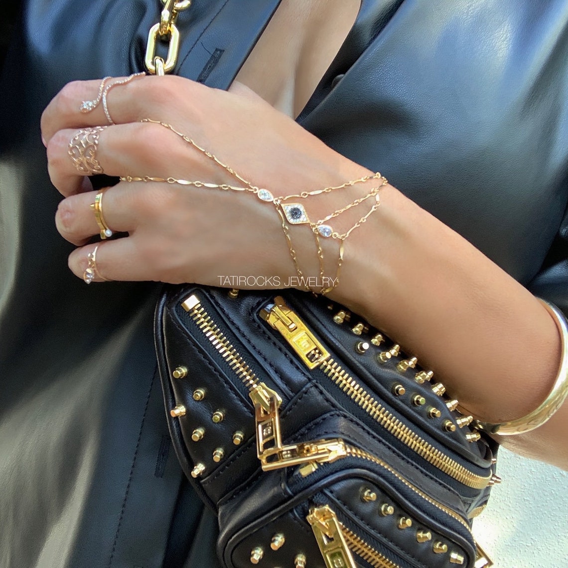 Knowing Evil Eye Hand Chain Evil Eye Bracelet Diamond Evil | Etsy