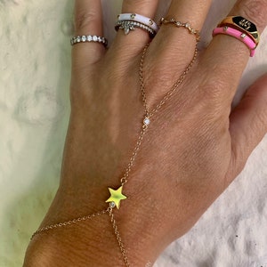 Thea Star Hand Chain, Diamond Hand Chain, Star Hand Chain, Real Gold ...