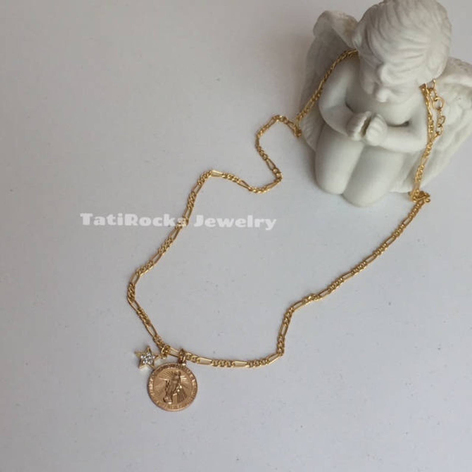 Miracle Mary Necklace Religious Necklace Star Necklace Coin | Etsy