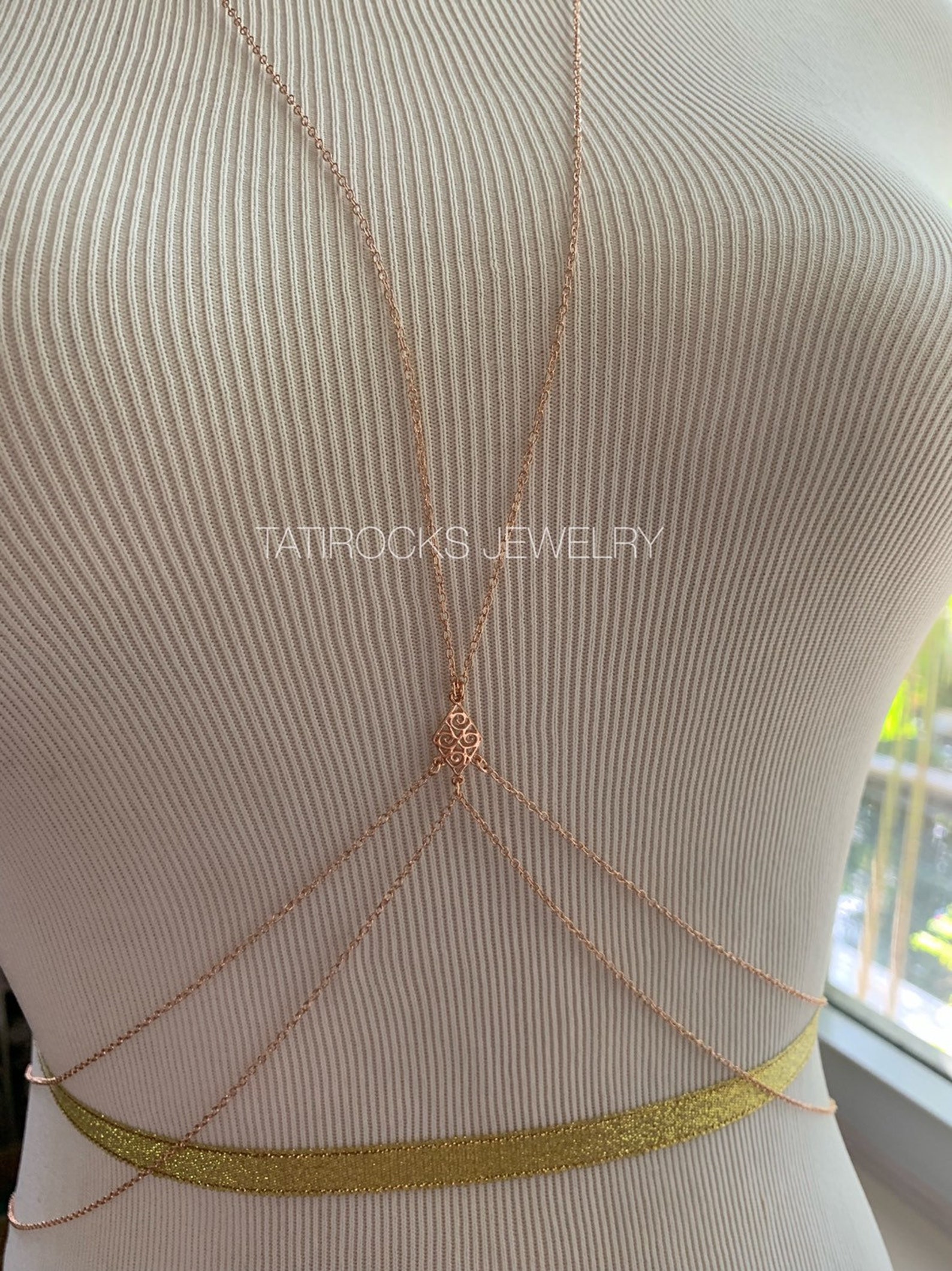Angel Rose Gold Body Chain, Diamond Body Chain, Beach Body Chain, Rose ...