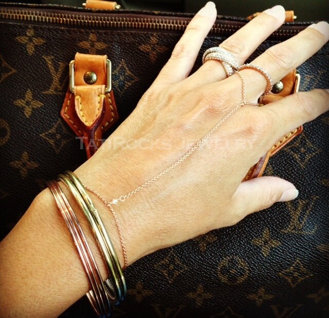 Roses Rose Gold Hand Chain Rose Gold Finger Bracelet Rose - Etsy