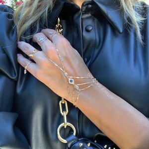 Knowing Evil Eye Hand Chain, Evil Eye Bracelet, Diamond Evil Eye, Gold ...