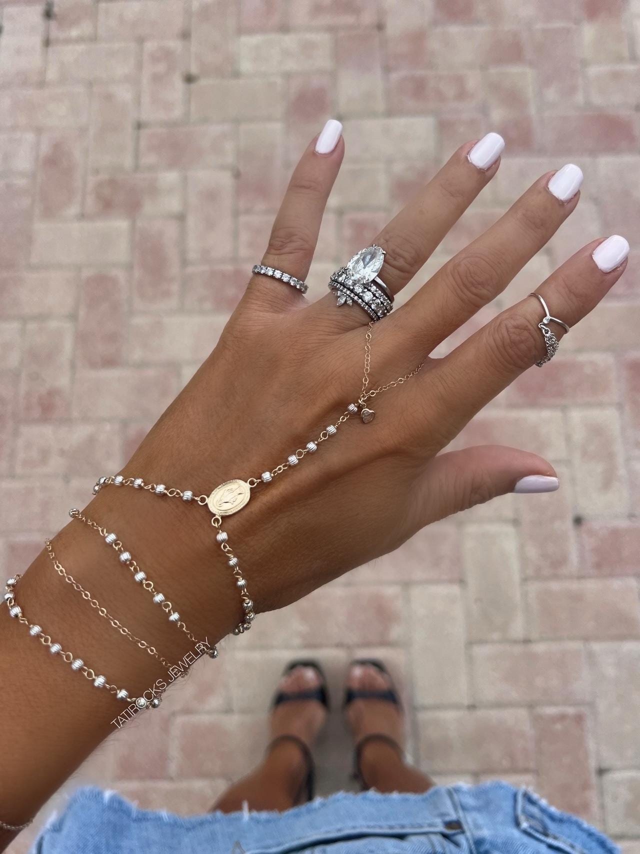 For You Prayer Rosary Hand Chain, Rosary Hand Chain, Gold Rosary Finger ...