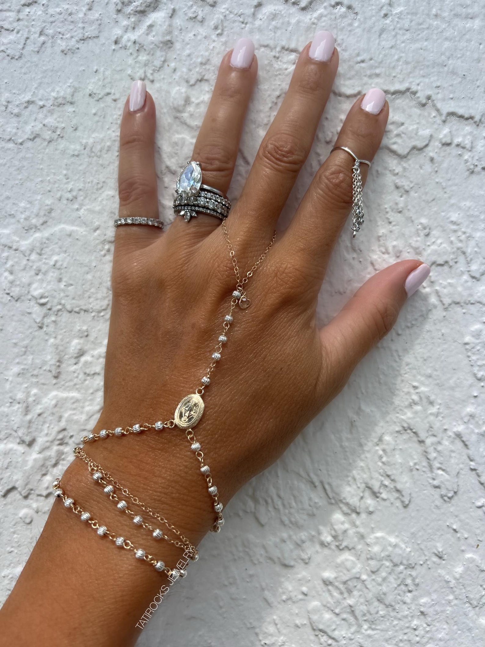 For You Prayer Rosary Hand Chain, Rosary Hand Chain, Gold Rosary Finger ...