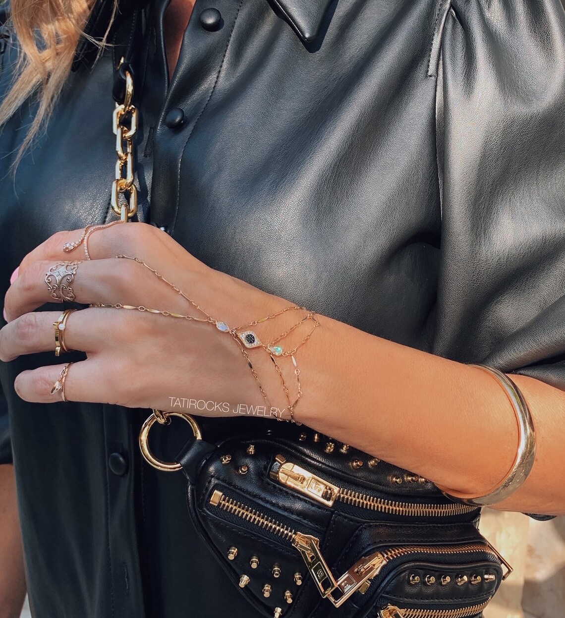 Knowing Evil Eye Hand Chain Evil Eye Bracelet Diamond Evil | Etsy