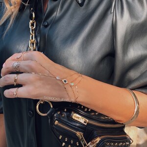 Knowing Evil Eye Hand Chain, Evil Eye Bracelet, Diamond Evil Eye, Gold ...