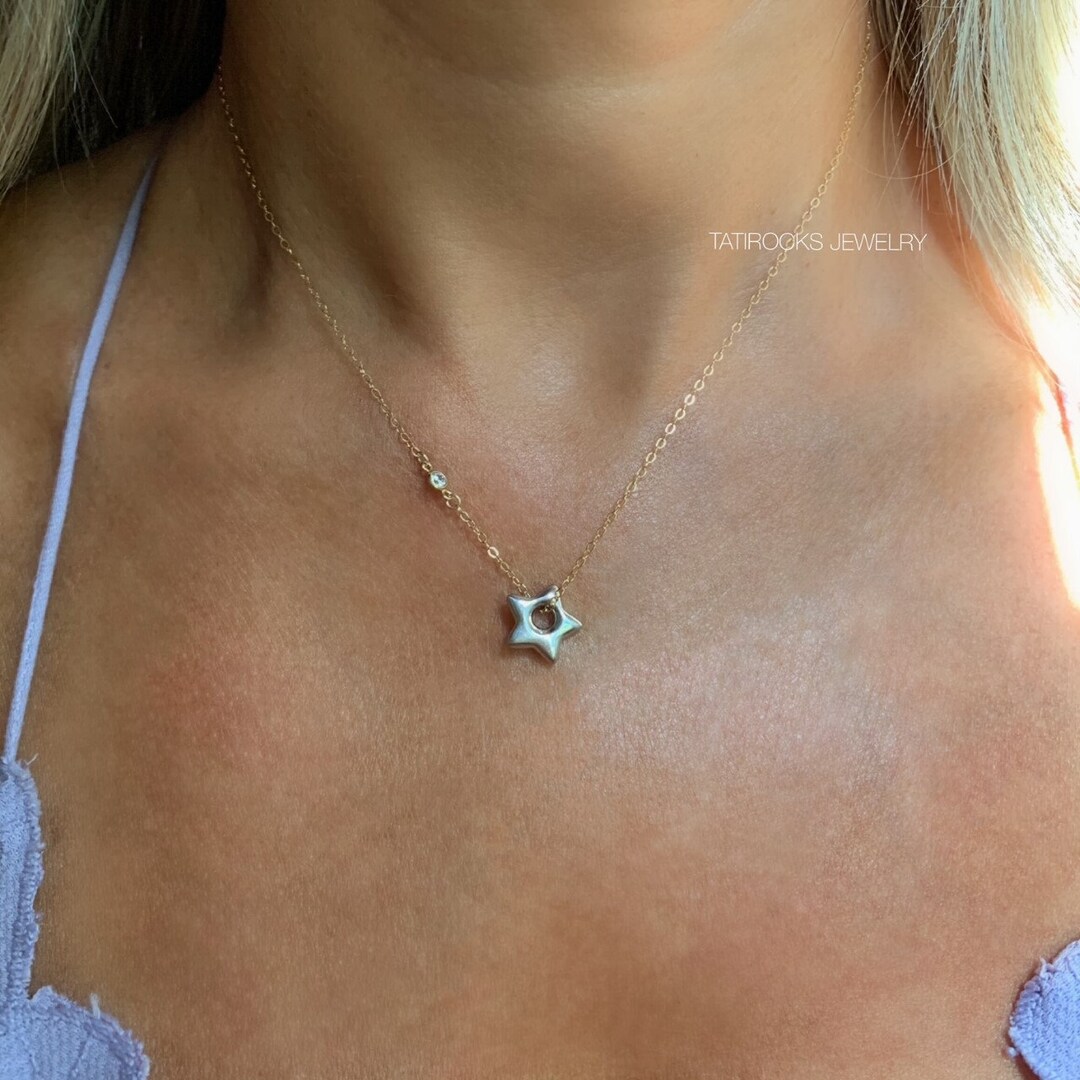 Stella Star Necklace, Diamond Star Necklace, Side Star Necklace ...