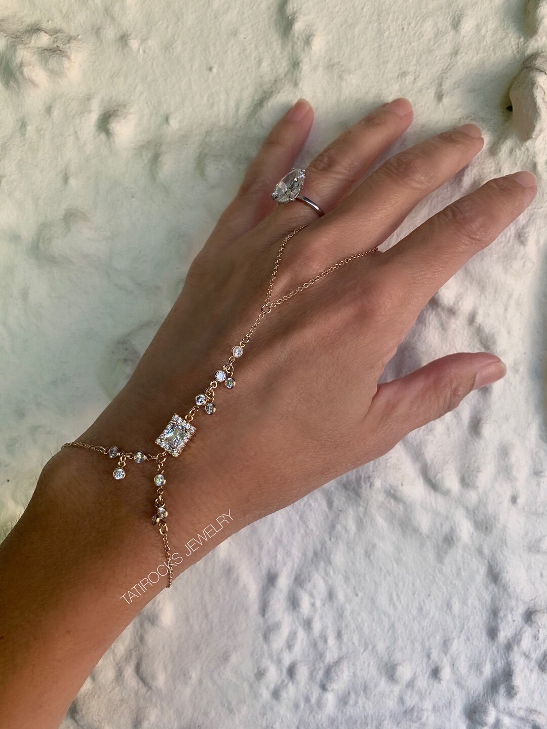 Treasure Gold Finger Bracelet, CZ Hand Chain, Gold Hand Chain, Diamond ...