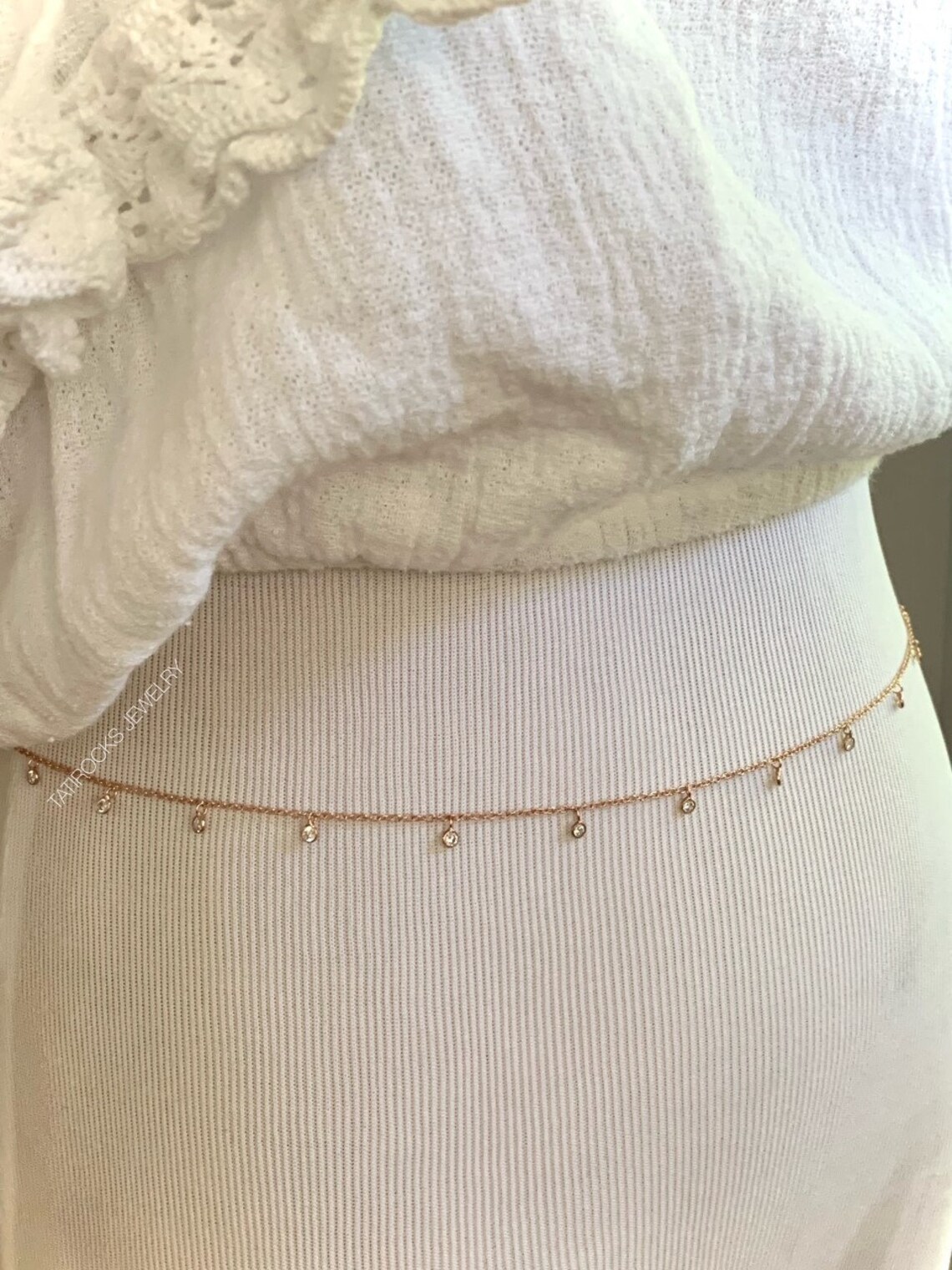 Flirty Diamond Shaker Belly Chain Cubic Zirconia Belly Chain - Etsy