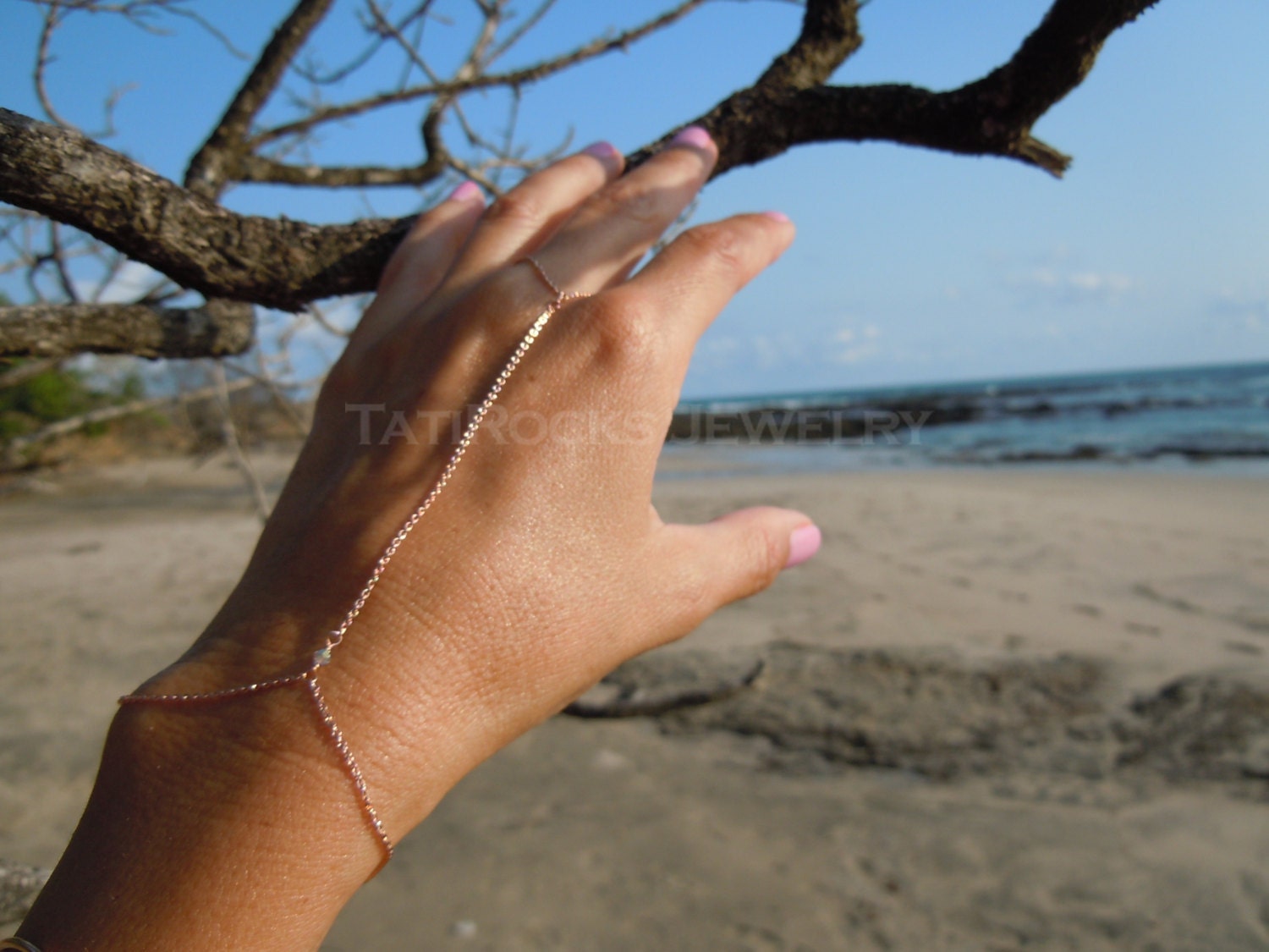 Roses Rose Gold Hand Chain Rose Gold Finger Bracelet Rose - Etsy